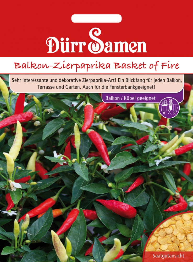 Paprikasamen - Balkon-Zierpaprika Basket of Fire von Dürr-Samen